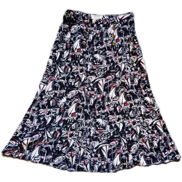 Christopher & Banks | Skirts | Busy Abstract Sailboat Reminiscent Maxi ...